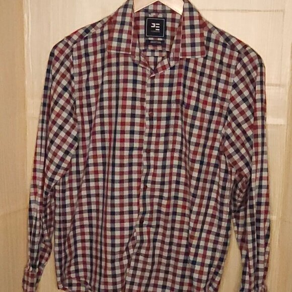 Peter England | Shirts | Peter England Red Grey Blue Check Slim Fit ...